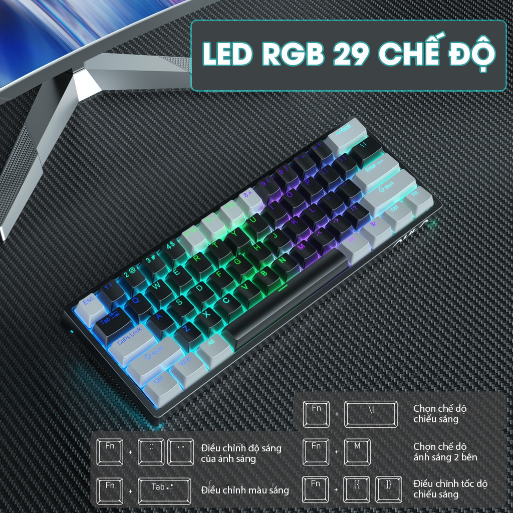 Bàn Phím Cơ Gaming AULA F3261 Layout 60% Hỗ Trợ Hotswap Led RGB Có Dây ...