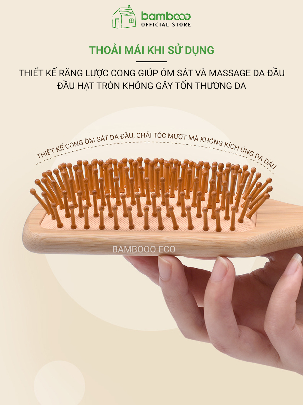 Lược Gỗ Tre Massage Da Đầu BAMBOOO ECO Bằng Tre Thân Thiện Với Môi ...