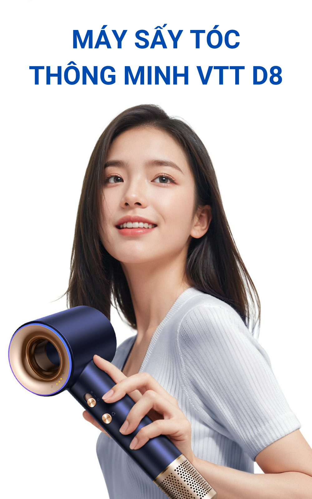 Máy sấy tóc tốc độ cao VTT D8 2 chiều nóng lạnh, máy sấy ion âm bảo vệ tóc Golife | Shopee Việt Nam