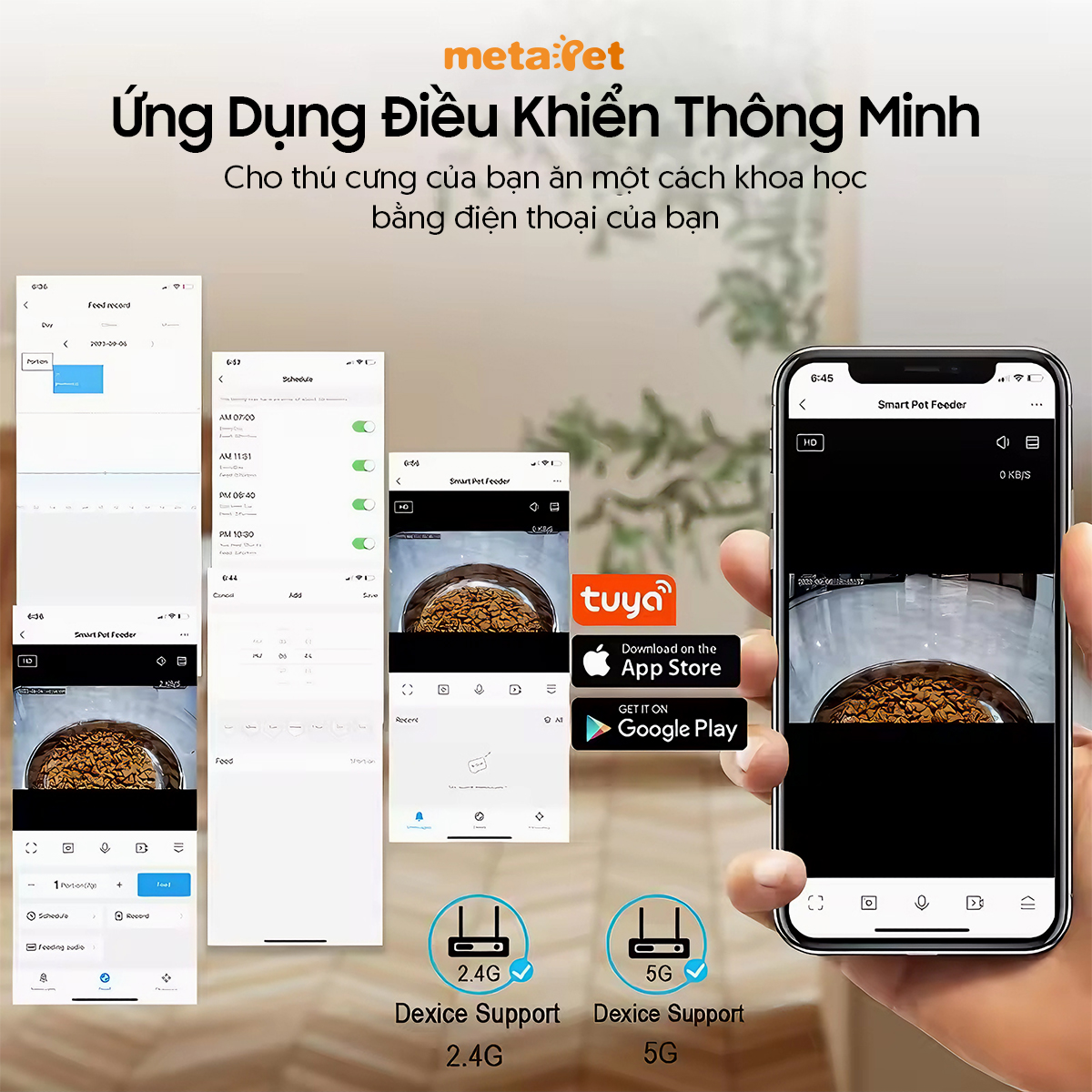 Máy Cho Ăn Tự Động metaPet 6L, Thiết Kế Thông Minh, Hiện Đại, Tiện Lợi, Điều Khiển Từ Xa Thông ...