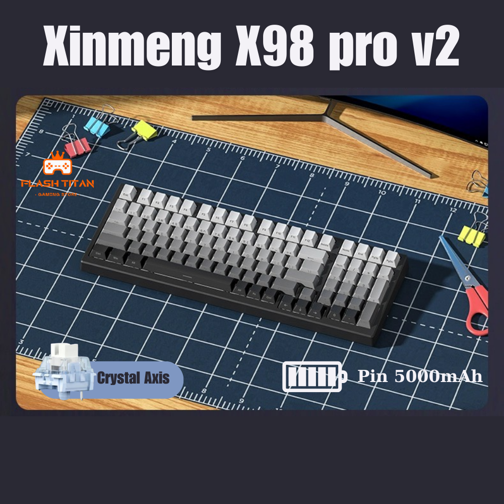 Bàn phím cơ không dây Xinmeng X98 Pro v2 - 3 mode kết nối - LED RGB mạch xuôi - Pin 5000mAh ...