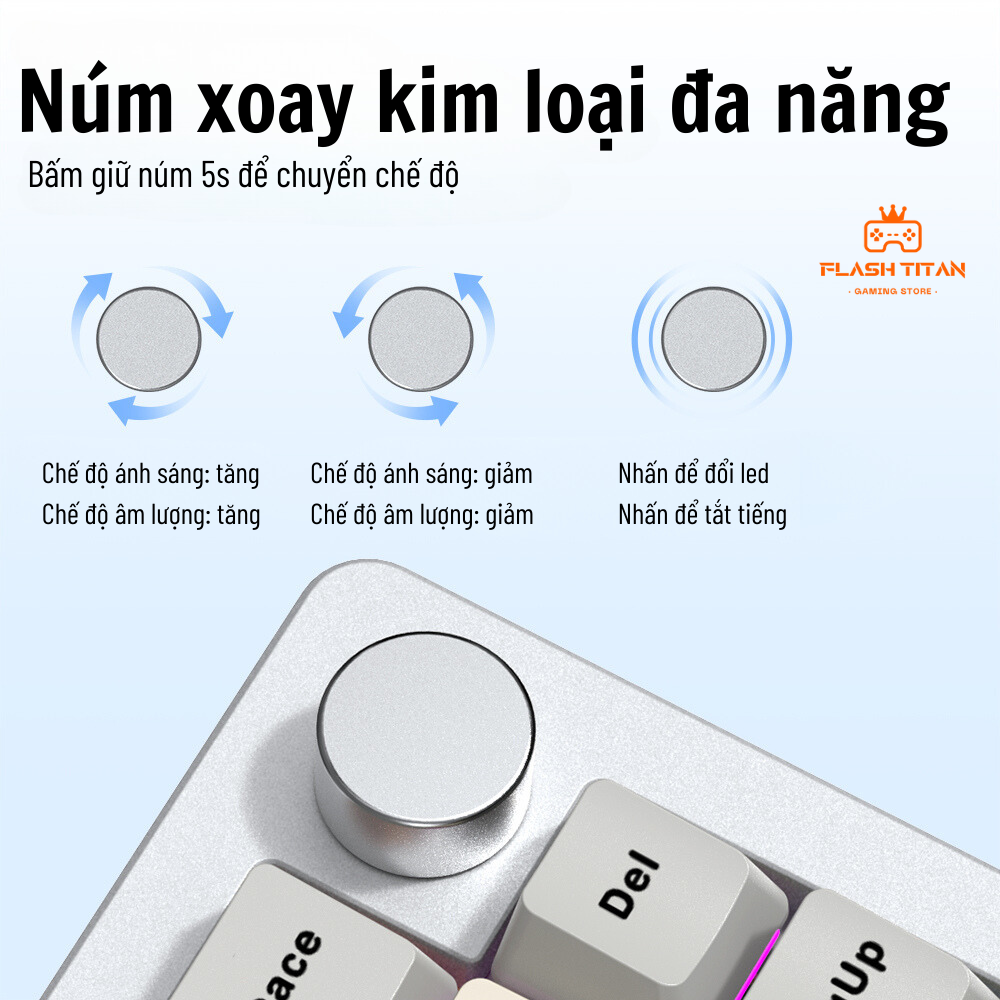 Bàn Phím Không Dây Nhôm Dark Alien R65 - 3 mode kết nối - Mạch xuôi ...
