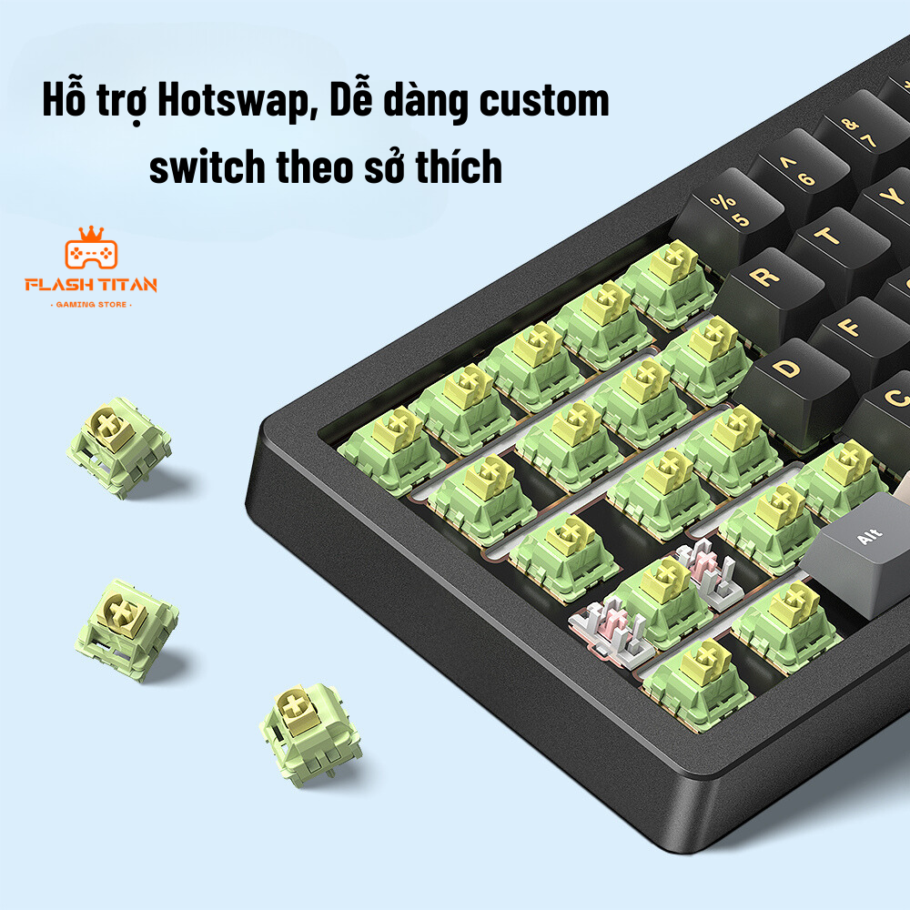 Bàn Phím Không Dây Nhôm Dark Alien R65 - 3 mode kết nối - Mạch xuôi ...