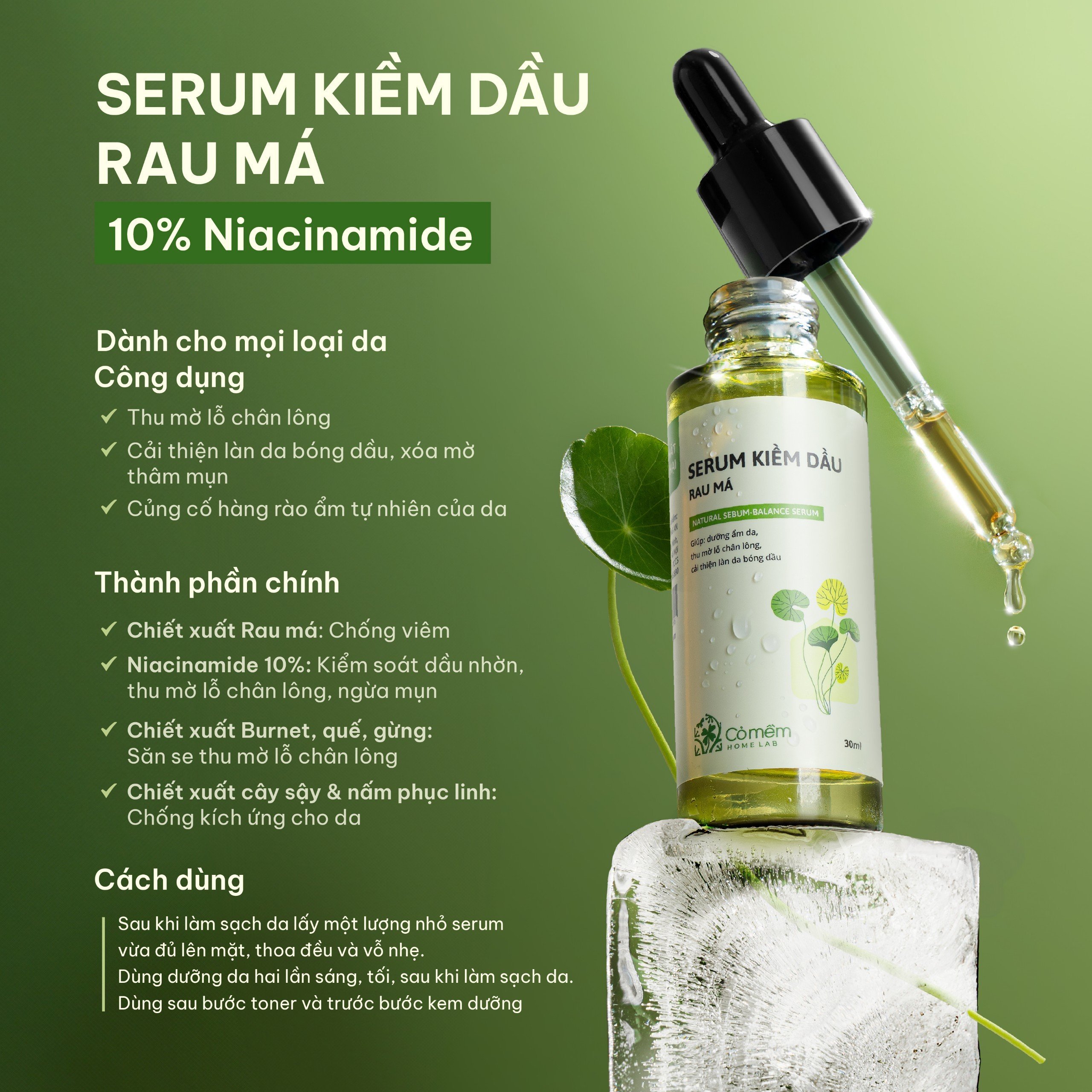 Serum Kiềm Dầu Rau Má Dưỡng Ẩm Thu Mờ Lỗ Chân Lông Cải Thiện Dầu Nhờn ...
