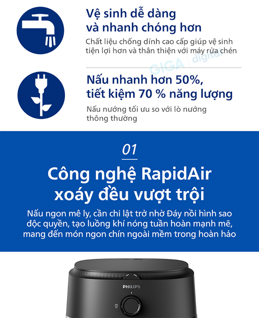 Nồi chiên không dầu Philips NA130/00 6.2 lít | Shopee Việt Nam