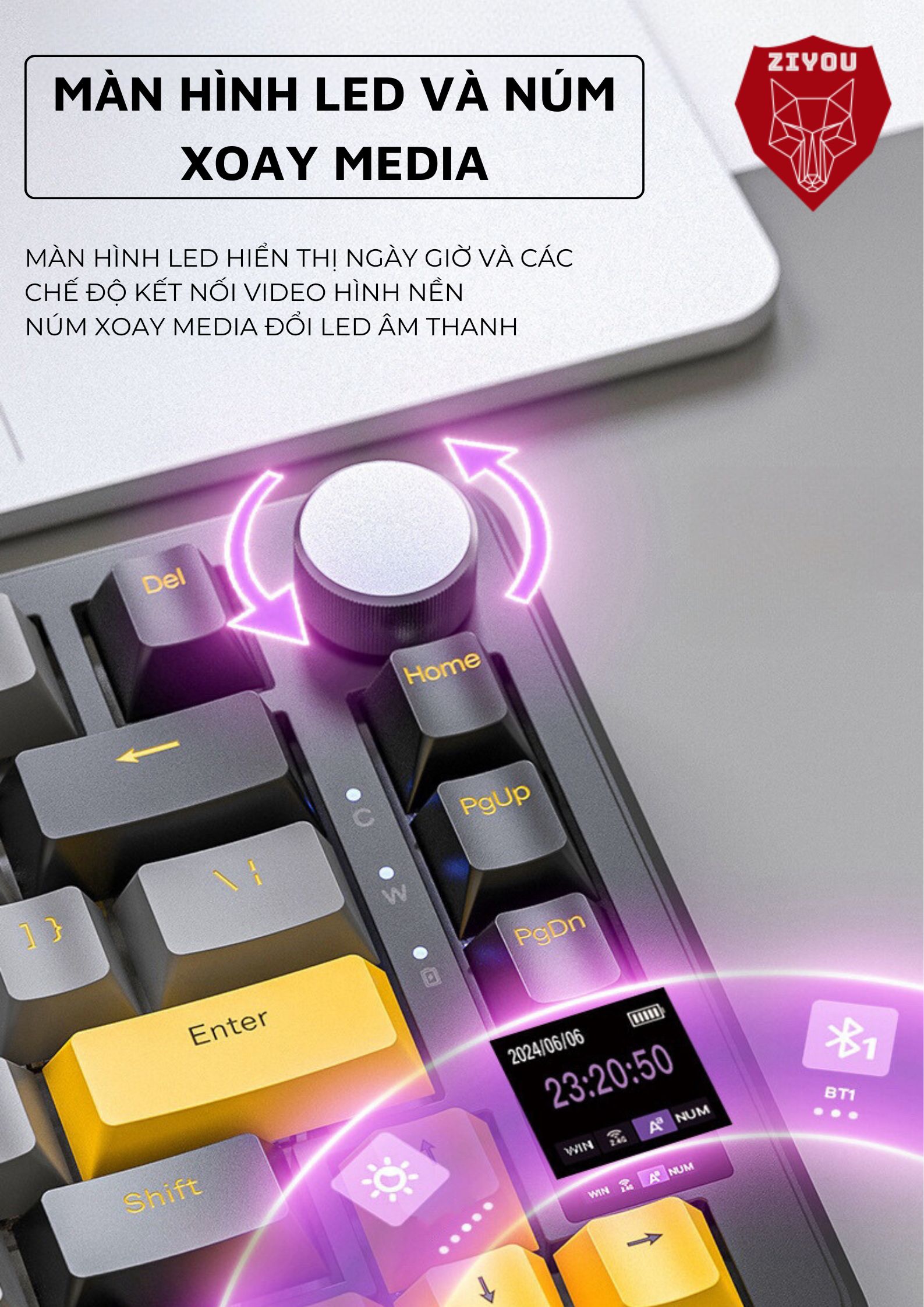 Bàn Phím Cơ Không Dây Bluetooth Ziyou Attack Shark X85PRO LED RGB Có Màn Hình | Shopee Việt Nam