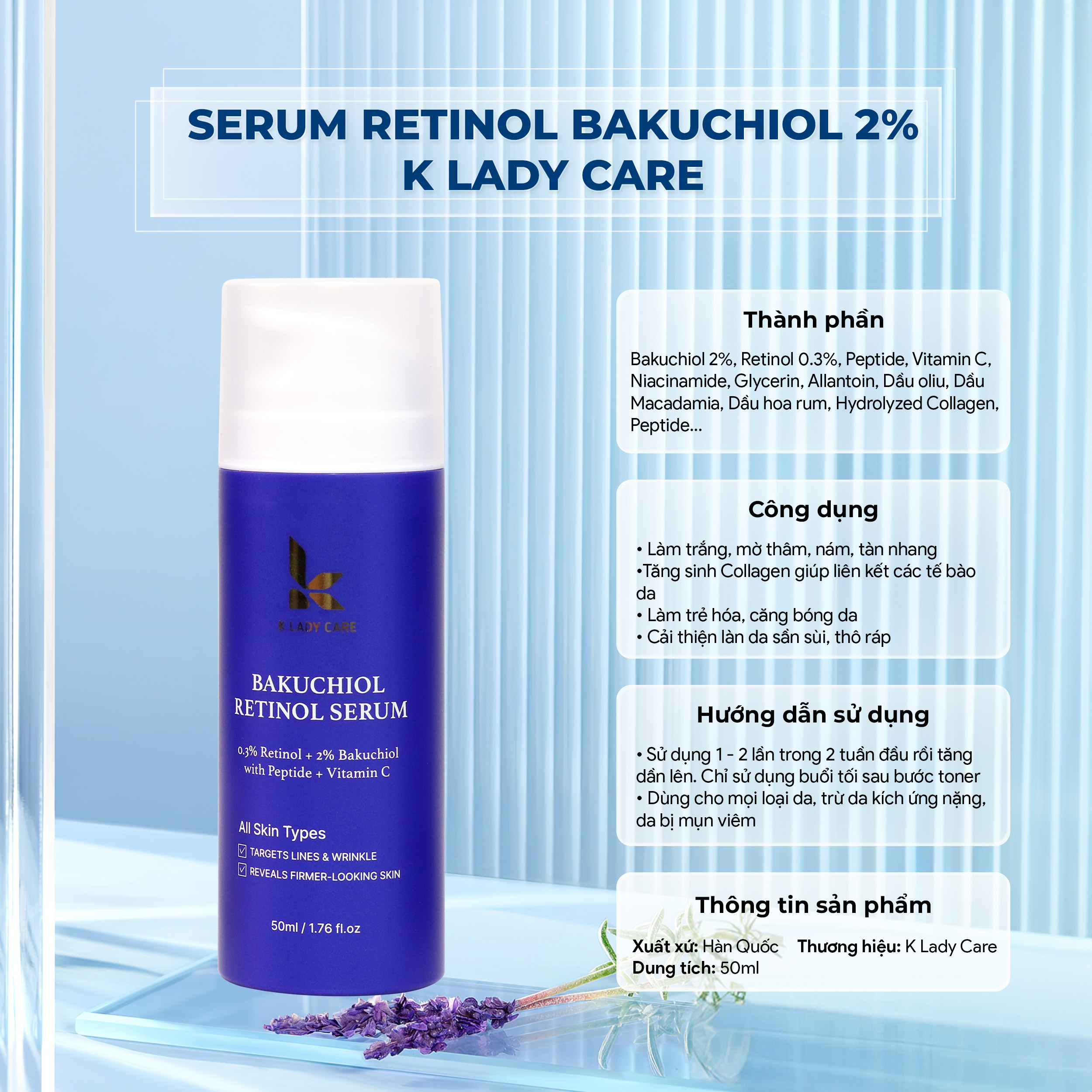 Serum Retinol bakuchiol 2% chống lão hóa, trắng da, mờ nám, tàn nhang 50ml K Lady Care | Shopee ...