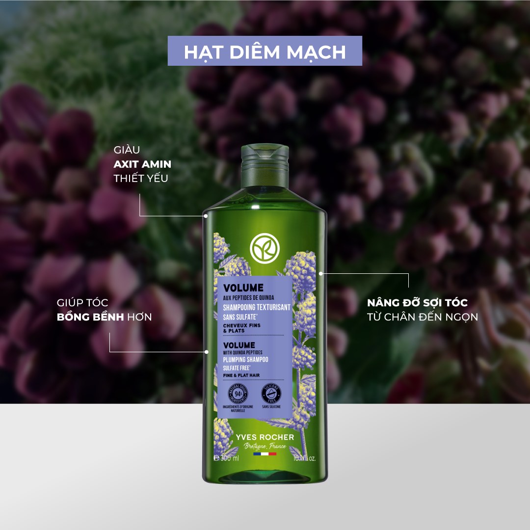 Dầu gội làm phồng tóc Yves Rocher Volume Plumping Shampoo Sulfate Free ...