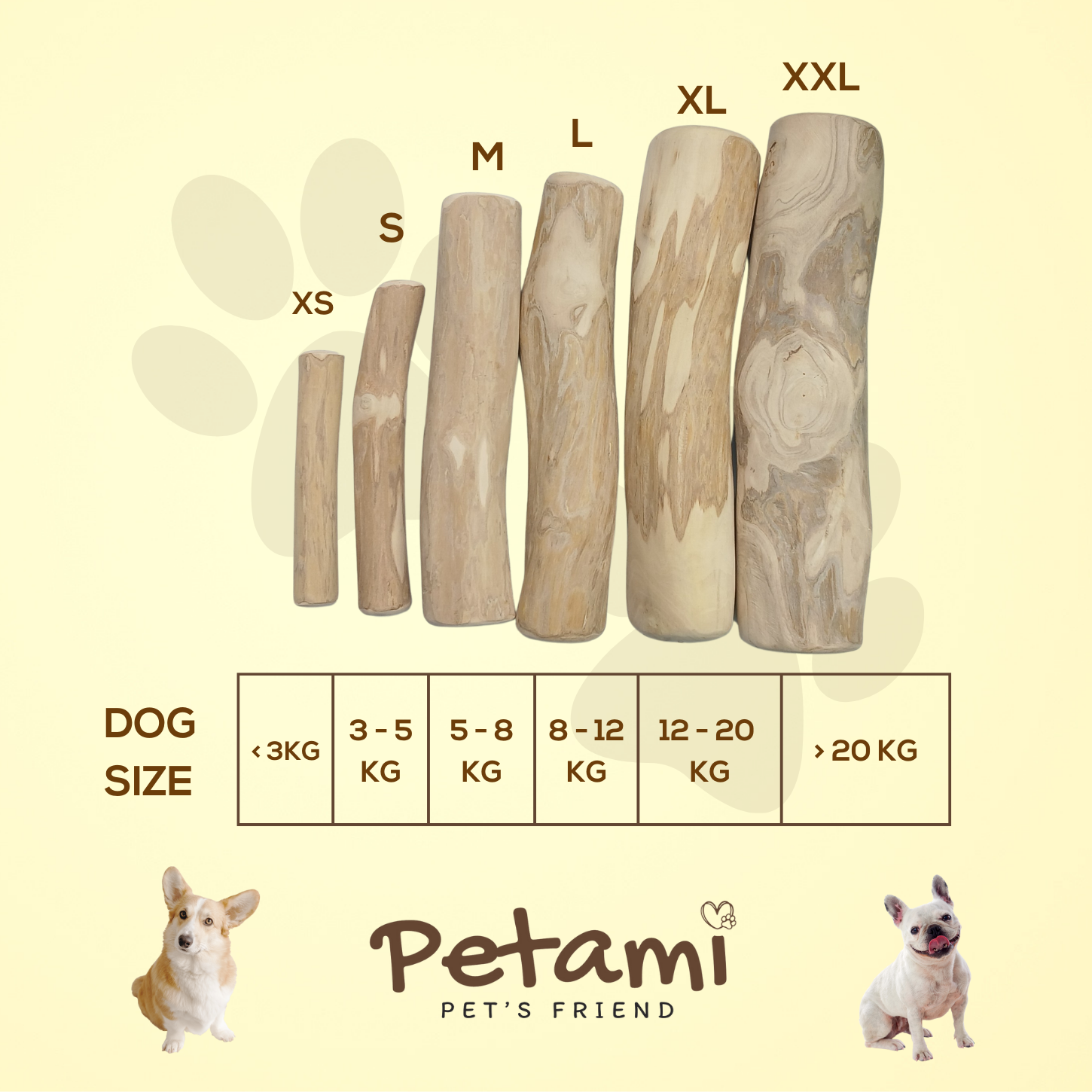 Đồ chơi cho chó gặm bằng gỗ cà phê Petami coffee wood dog chew 100% tự nhiên, an toàn, giúp vui ...