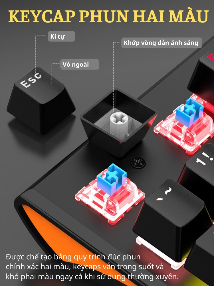Combo Bàn Phím Chuột Gaming RGB Deiog DY115 Chống Nước Kèm Giá Đỡ Chống ...