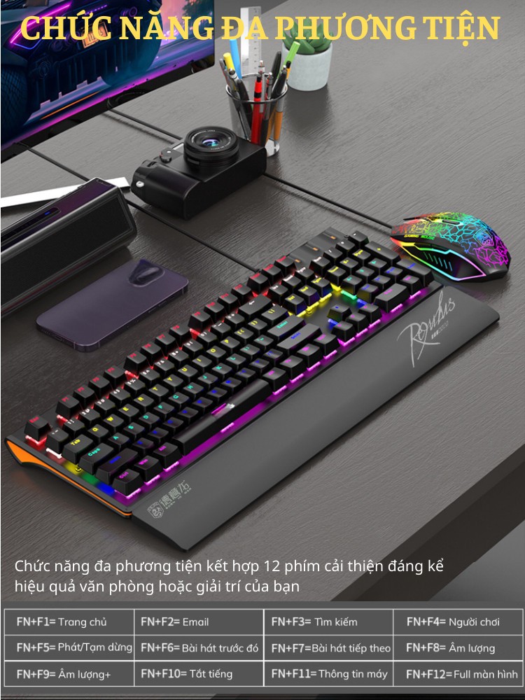 Combo Bàn Phím Chuột Gaming RGB Deiog DY115 Chống Nước Kèm Giá Đỡ Chống Mỏi Hàng 2024 | Shopee ...