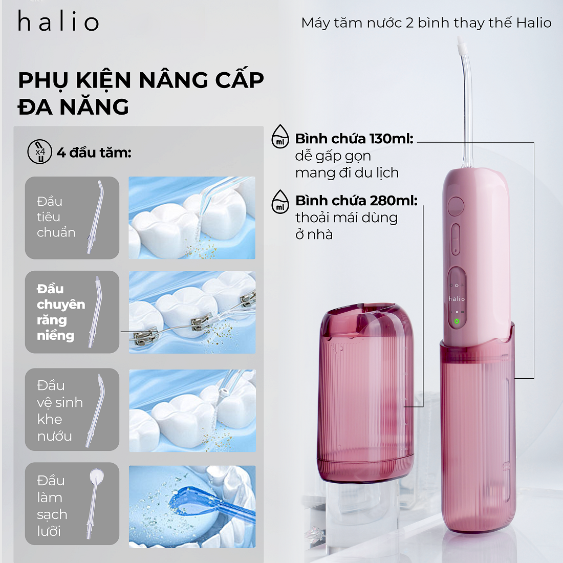 [LIVE] Máy Tăm Nước 2 Bình Thay Thế Halio UltraClean Express Hydro Floss Phiên Bản Nâng Cấp ...
