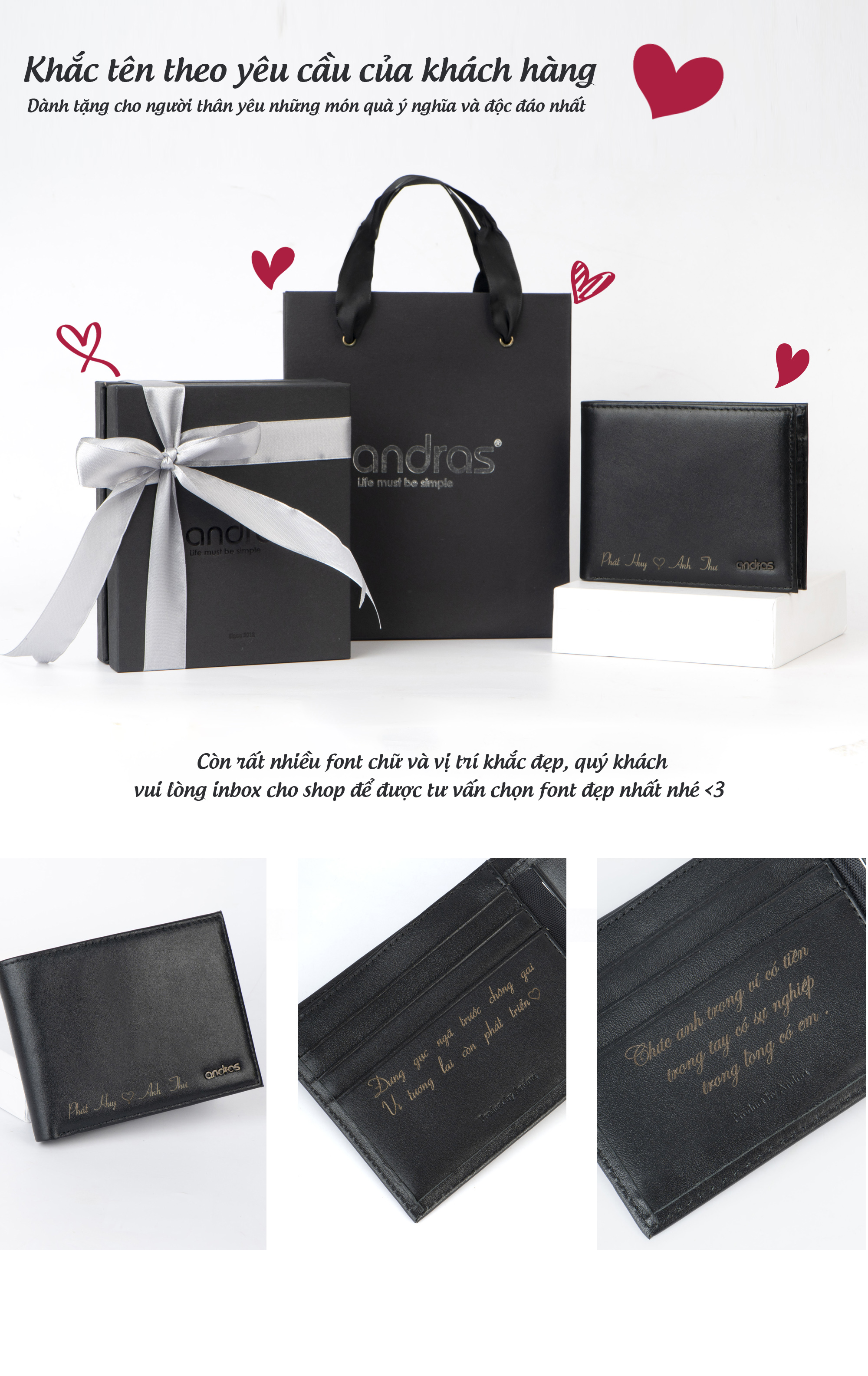 [Có Khắc Tên] Ví nam ba lá gập đôi Tri-fold Two Andras Official Store ...