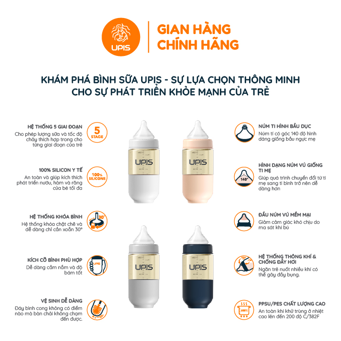 Bình sữa cao cấp UPIS Hàn Quốc cho bé từ 0M+ size SS 180ml màu hồng | Shopee Việt Nam