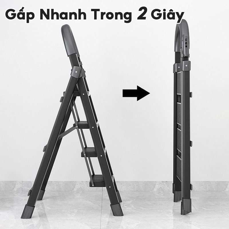 AURAWELL Thang Gấp Gọn Thang Chữ A Thang Nhôm Gấp Gọn 3-8 Bậc Tải Trọng 500kg Bảo Hành 12 Tháng ...
