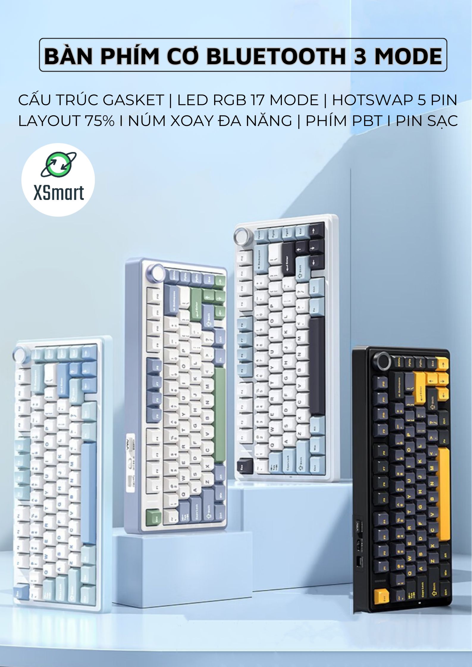 Bàn Phím Cơ Không Dây Bluetooth AULA F75 PRO V2 NEW 2025 Có App Led RGB ...