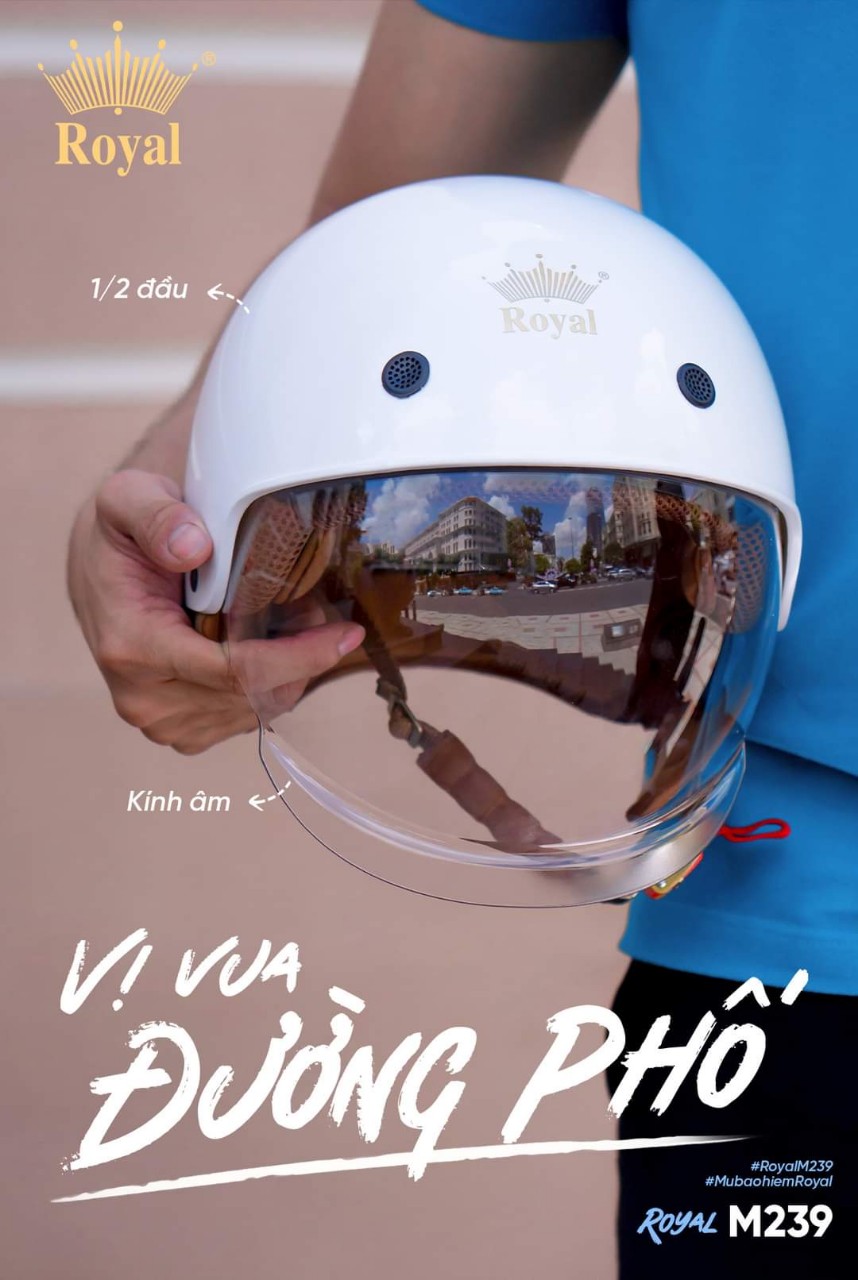 Mũ bảo hiểm 1/2 đầu Royal M239 kính âm full mặt, dành cho nam và nữ đi ...