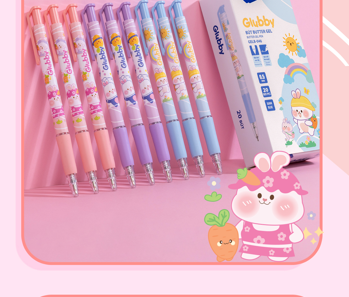 Bút Gel bi Thiên Long GelB-046 - Bút bi nước mực xanh Glubby Butter Gel ...