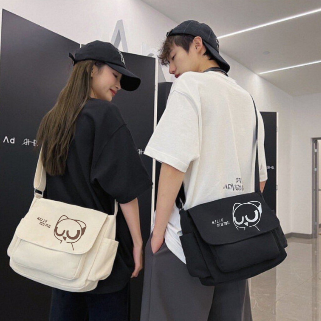 Túi tote đeo chéo đeo vai in hình Hello Mumu chất vải canvas, túi đi ...