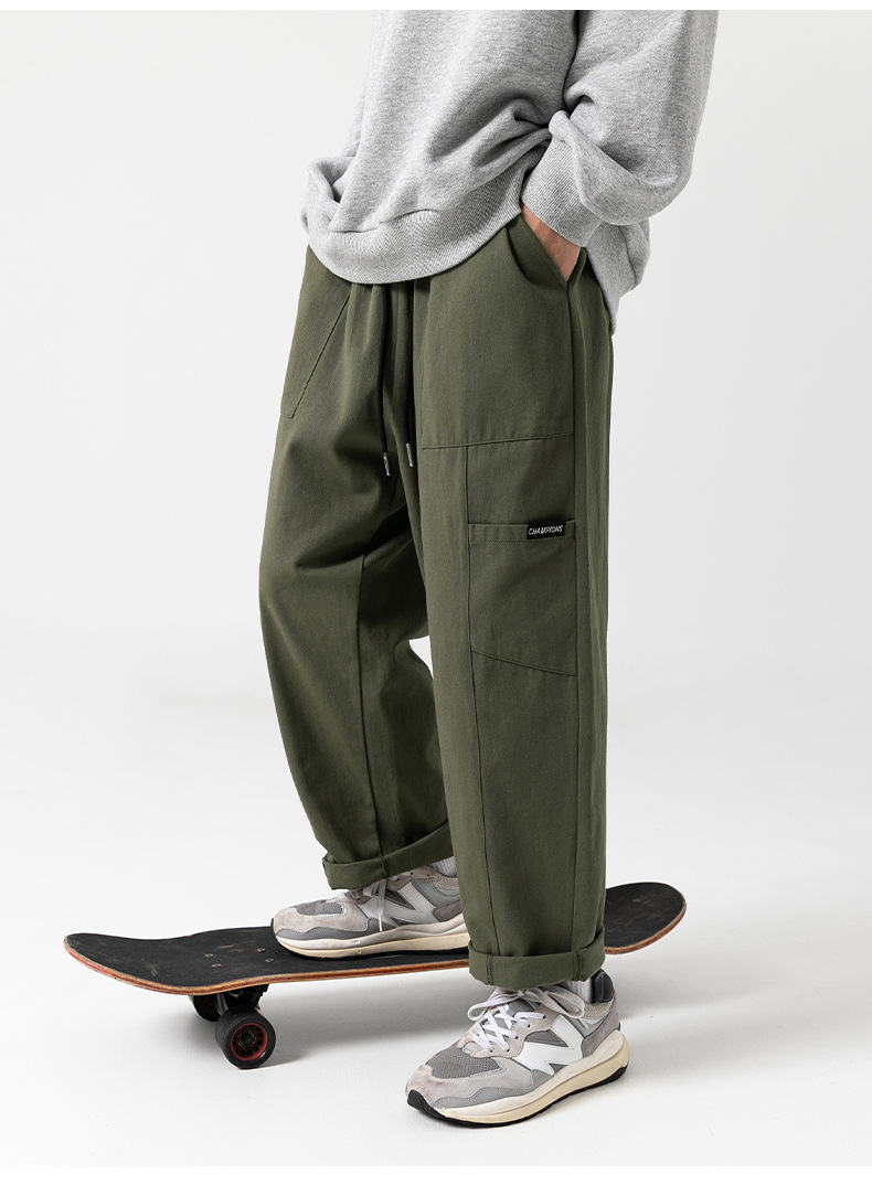 Quần dài nam dáng suông kaki phong cách Hanlu Nhật Bản Streetwear mùa thu đông | Shopee Việt Nam