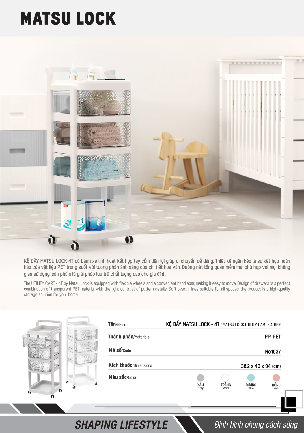 Kệ đẩy Matsu Lock 3T 4T, kệ đẩy đa năng 3 tầng 4 tầng cao cấp, cứng cáp có bánh xe | Shopee Việt Nam