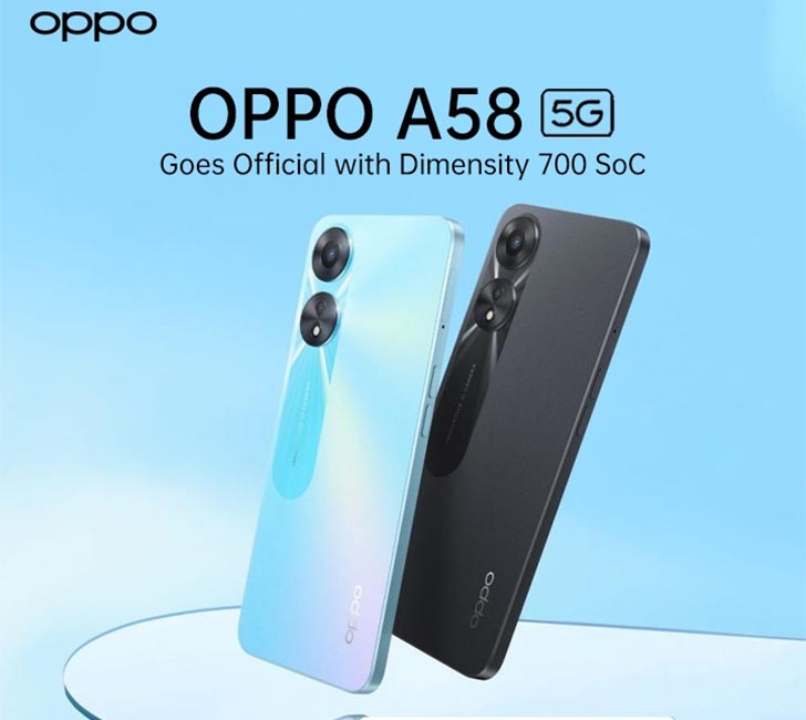 Điện thoại OPPO A58 5G (6GB/128GB) Màn hình rộng 6.72 inch , Dimensity 700 - Hàng nhập khẩu ...