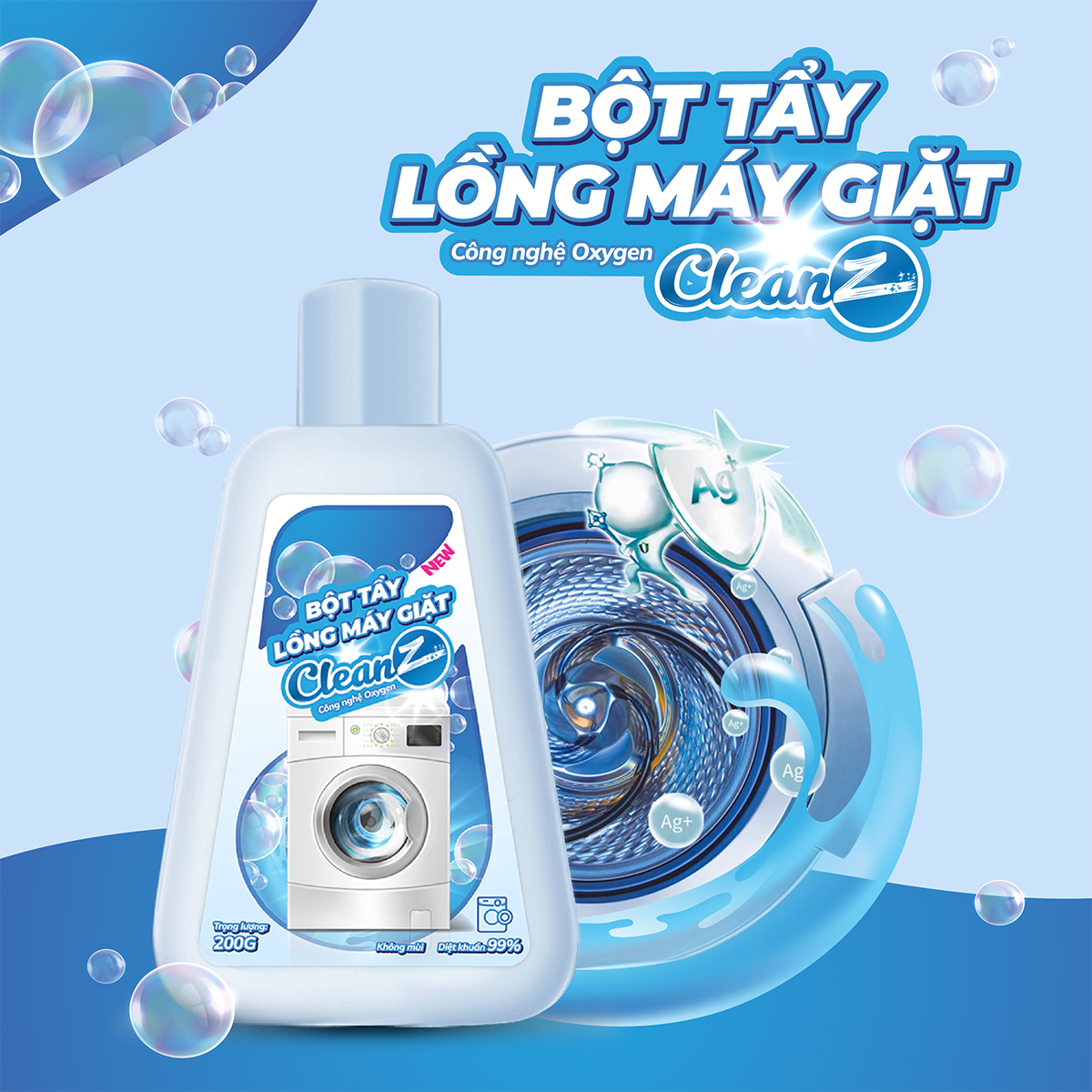 Bột Tẩy Lồng Máy Giặt Cao Cấp CleanZ Giúp Làm Sạch Và Loại Bỏ Cặn Bẩn Hiệu Quả 99% - Hộp 200g ...
