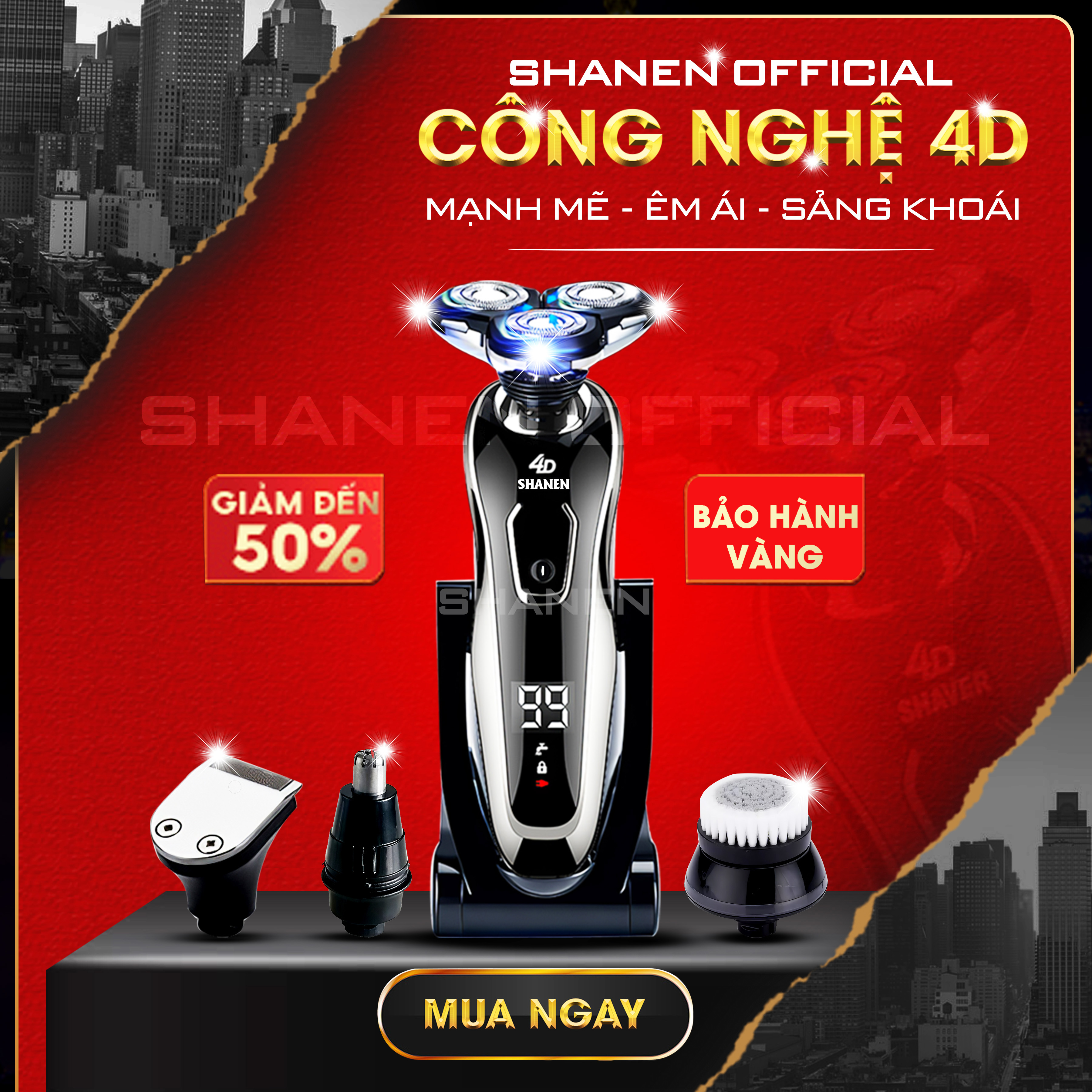 Máy cạo râu đa năng 3 lưỡi kép SHANEN, Tỉa lông mũi tiện lợi, Cạo cực ...