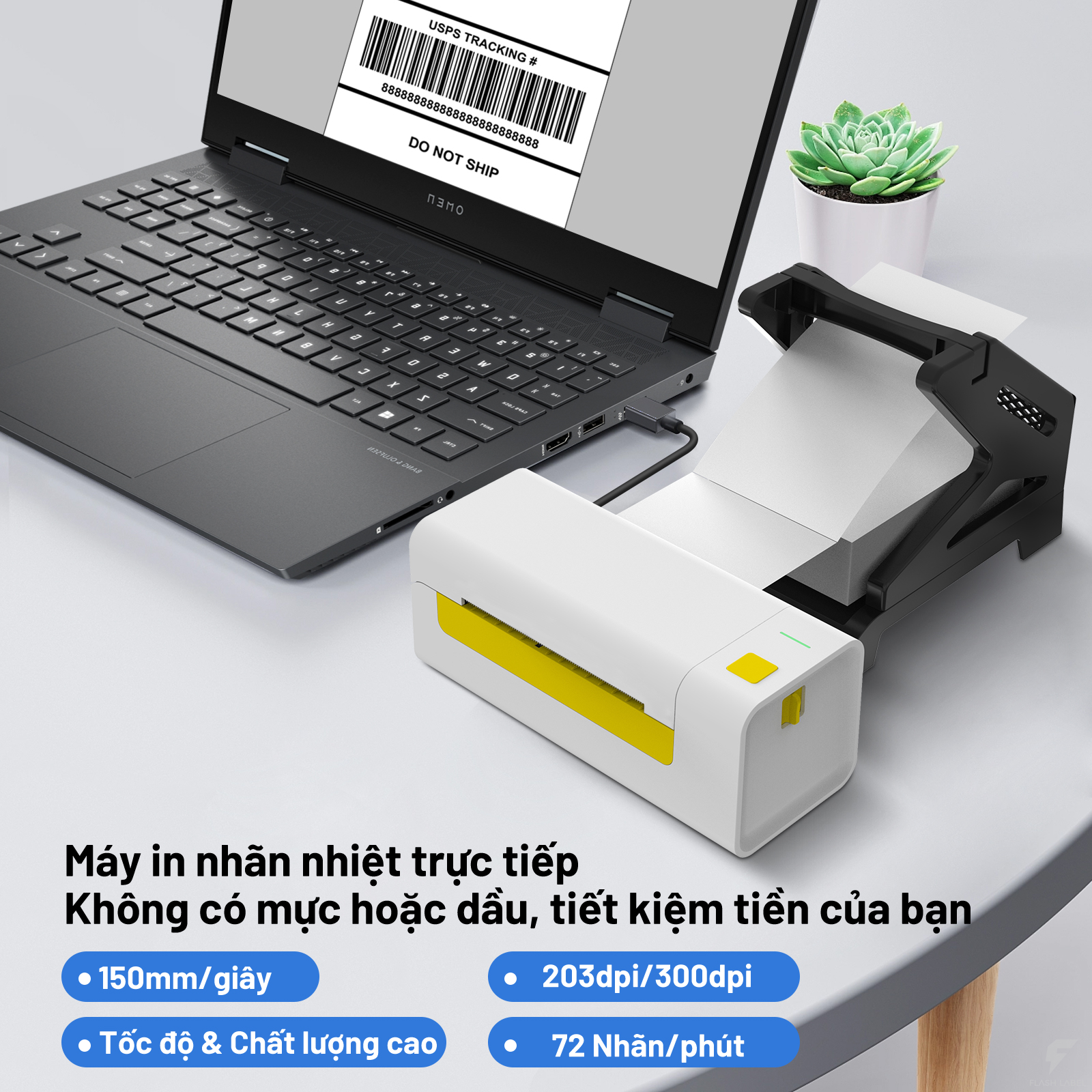Máy In Nhiệt FlashLabel Thermal Printer In Khổ A6,A7 In Đơn Hàng, Phiếu ...