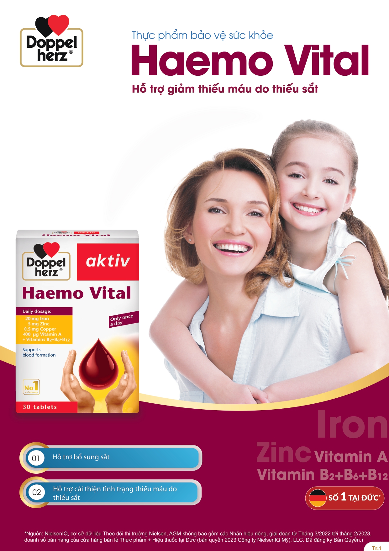 Viên uống bổ sung sắt Doppelherz Haemo Vital hỗ trợ phòng ngừa thiếu ...