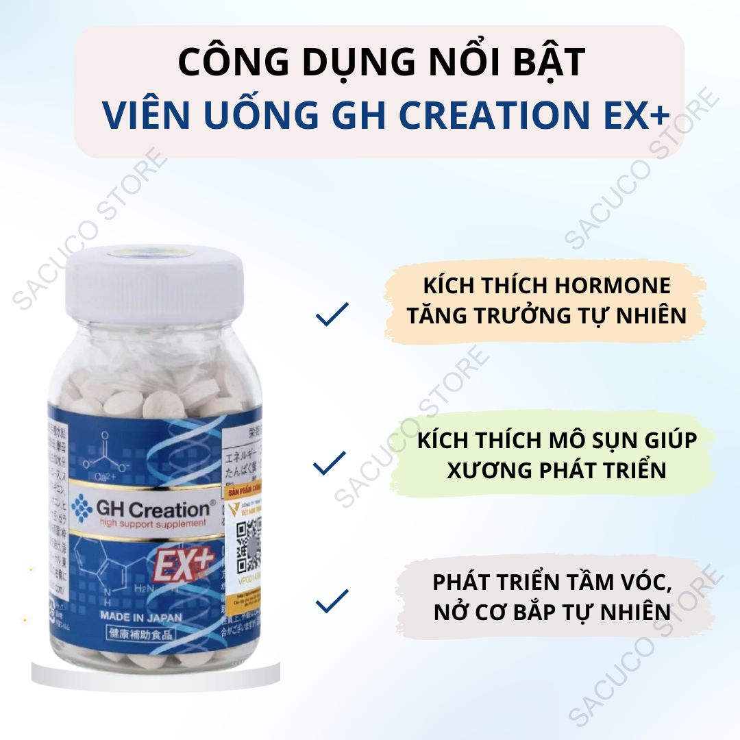 [Chính hãng] Viên uống tăng chiều cao GH Creation EX+ Nhật Bản 270 viên ...