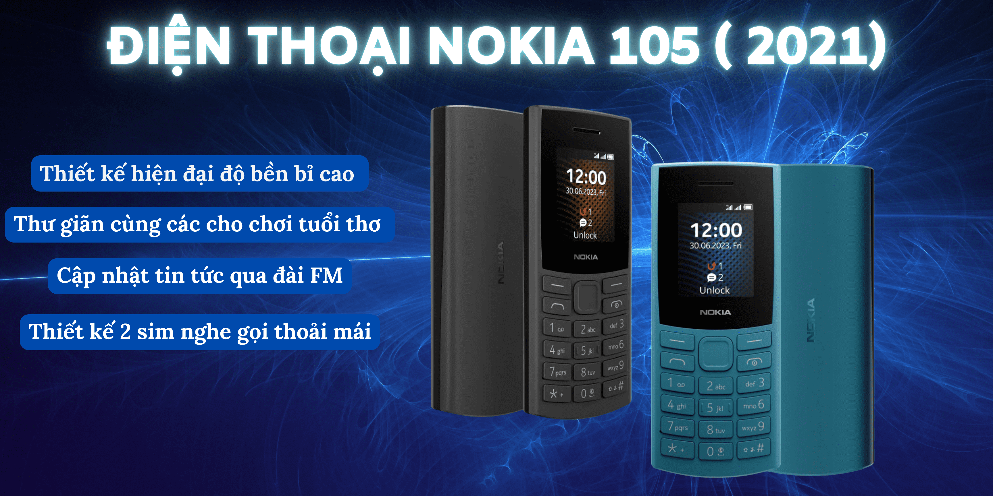Điện thoại NOKIA 105 Pro 4G 2021 bản 2 sim thiết kế bền bỉ, tặng kèm ...