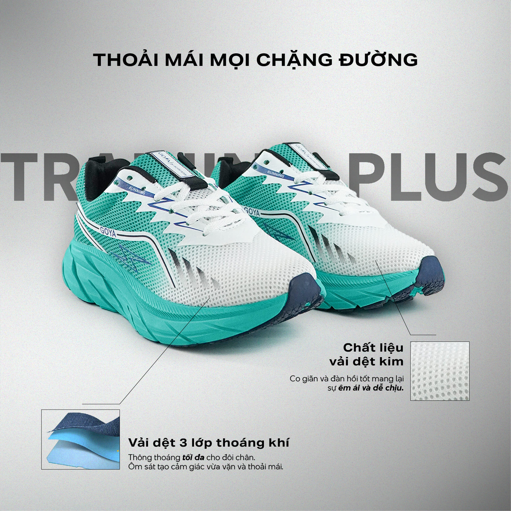 [New] Giày thể thao chạy bộ nam nữ GOYA PLUS năm 2025 TK - Êm ái, thoáng khí, hạn chế trơn trượt ...