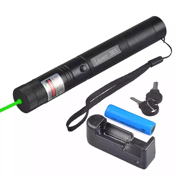 Đèn Laze - Đèn Pin Laser 303 Chiếu Xa Siêu Sáng Kèm Pin, Sạc Và Khóa ...
