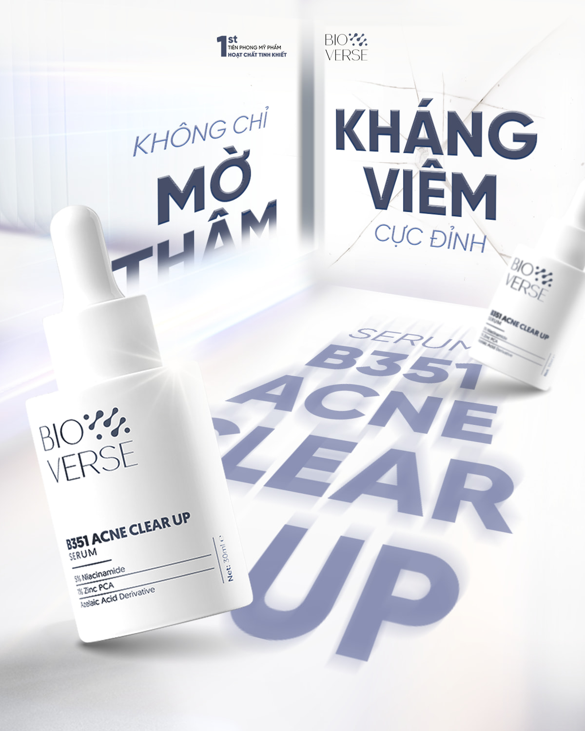 Tinh Chất Niacinamide 5% + Zinc 1% Hỗ Trợ Mụn Bioverse B351 Acne Clear ...