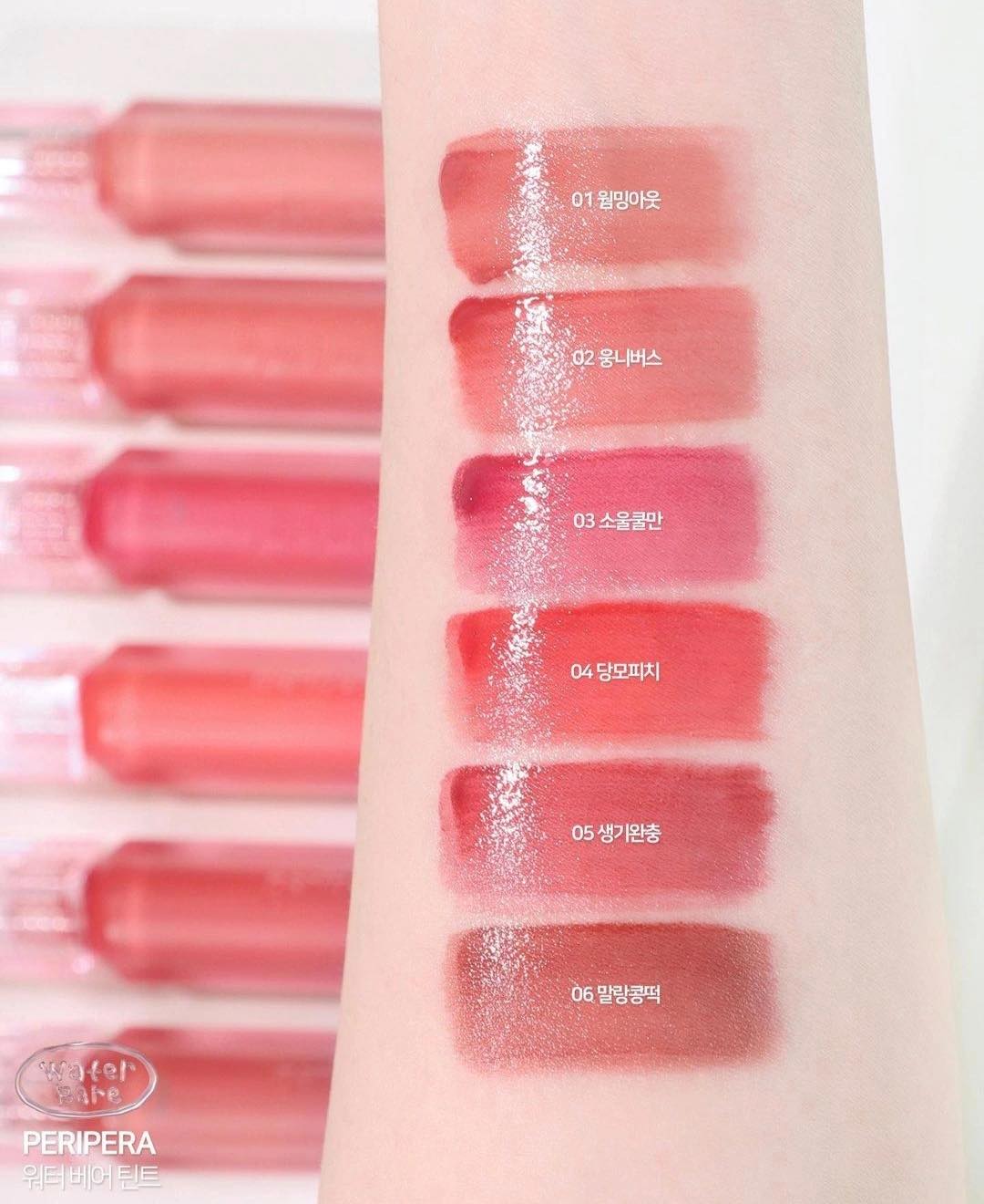 Son Tint Bóng Peripera Water Bare Tint Bóng Nhẹ Độ bám màu cao, nhẹ môi ...