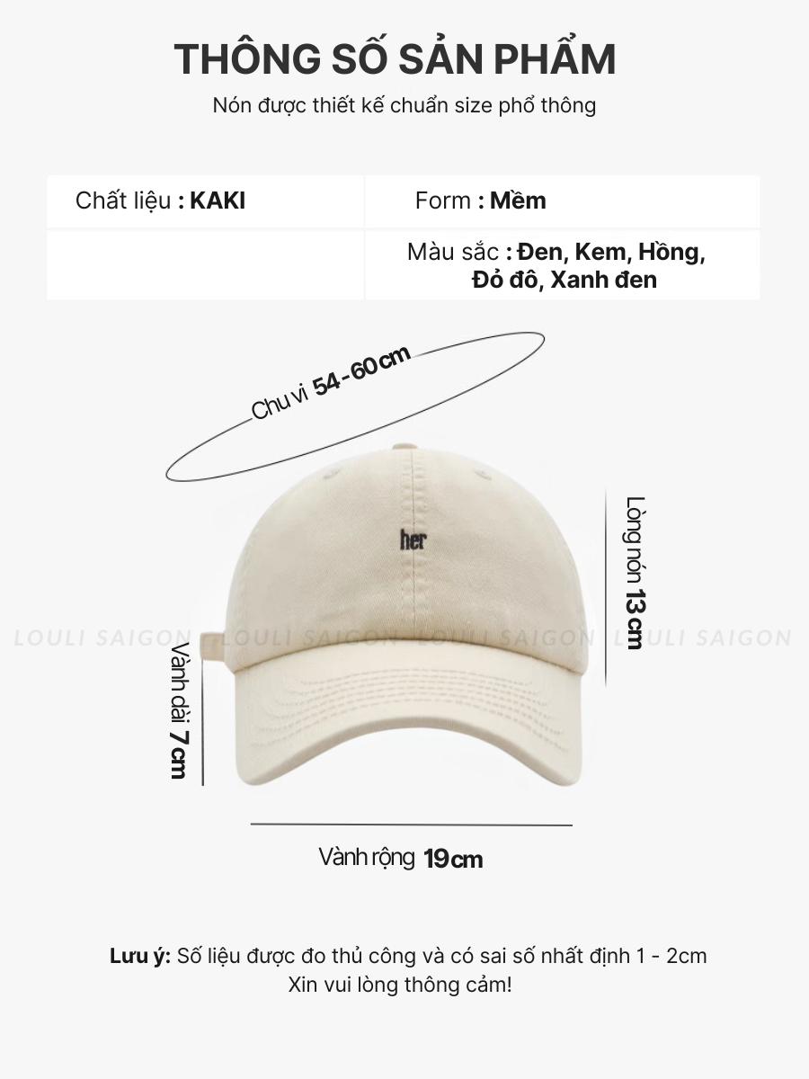 Mũ lưỡi trai LOULI SAIGON cho nam nữ, form mềm, vải kaki M66 | Shopee ...