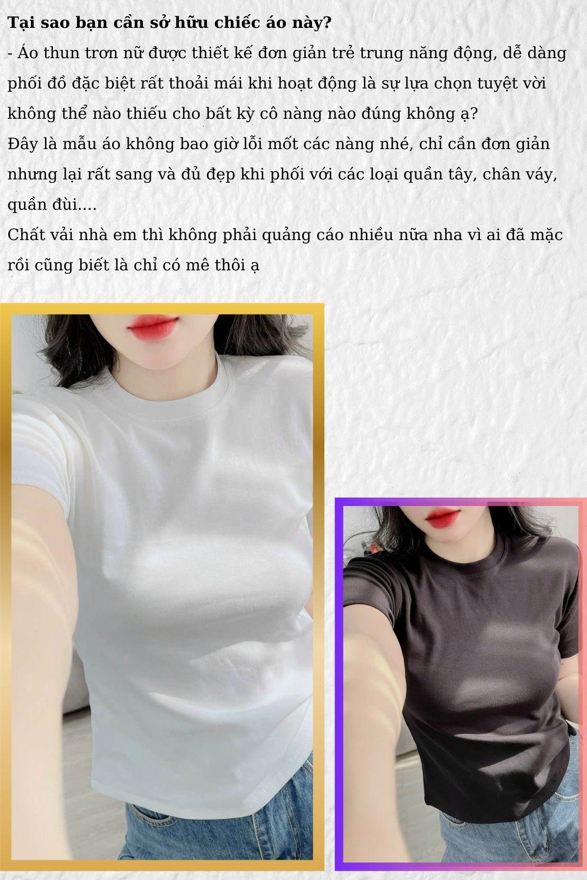 Áo thun nữ ELY trơn cổ tròn cộc tay dáng vừa basic cao cấp áo phông trơn nữ cotton chất đẹp ...