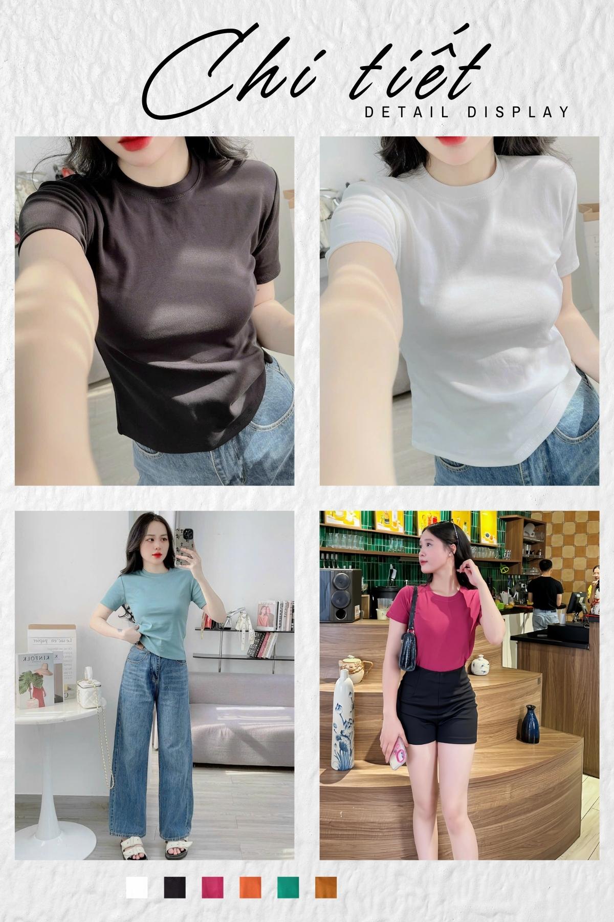 Áo thun nữ ELY trơn cổ tròn cộc tay dáng vừa basic cao cấp áo phông trơn nữ cotton chất đẹp ...