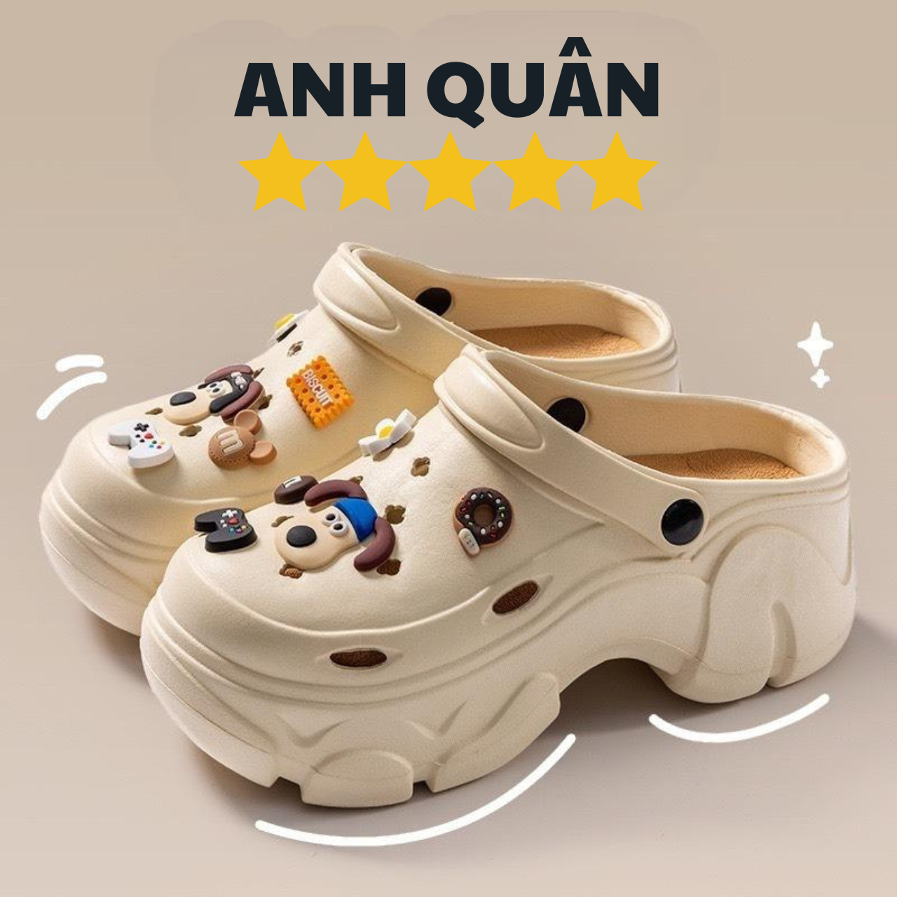 Dép cross nữ đế banh mì cao 6CM Tặng kèm sticker hottrend có lỗ thoáng ...