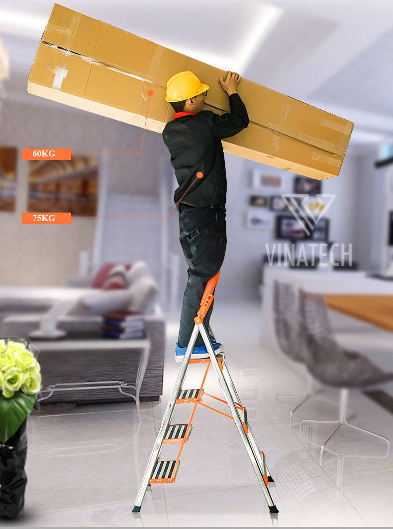 Thang Nhôm Ghế Gấp Gọn Chữ A 3-7 Bậc Ameca, Thang Inox Xếp Gọn Tay Vịn ...