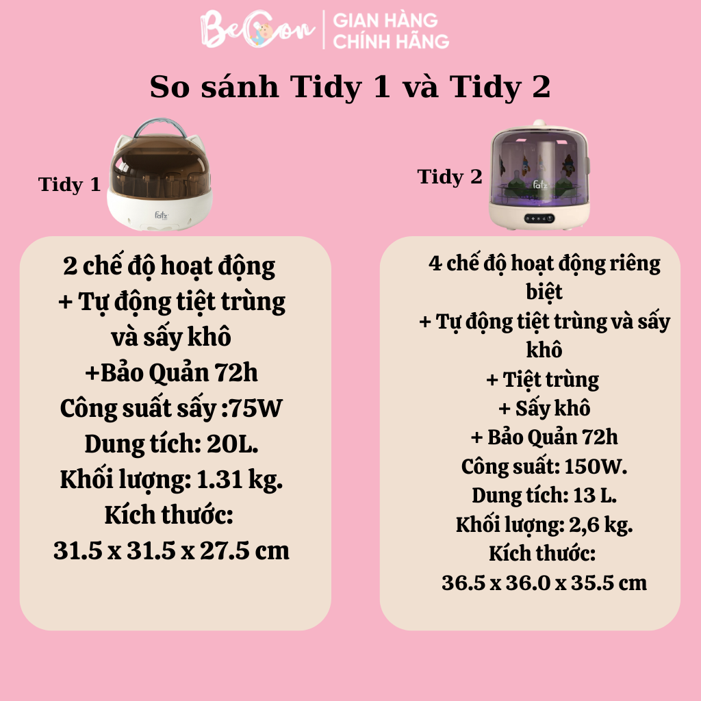 Máy tiệt trùng sấy khô tia UVC FATZ BABY Tidy 1, Tidy 2, dung tích siêu lớn, bảo quản siêu lâu ...