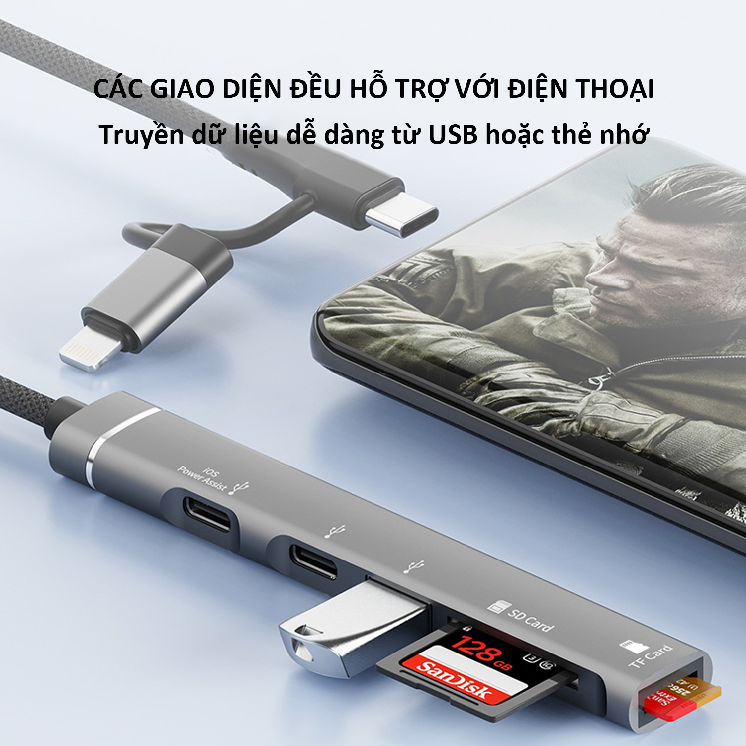Hub lightning và Hub Type-C 5 in 1 phù hợp với tất cả các dòng laptop ...