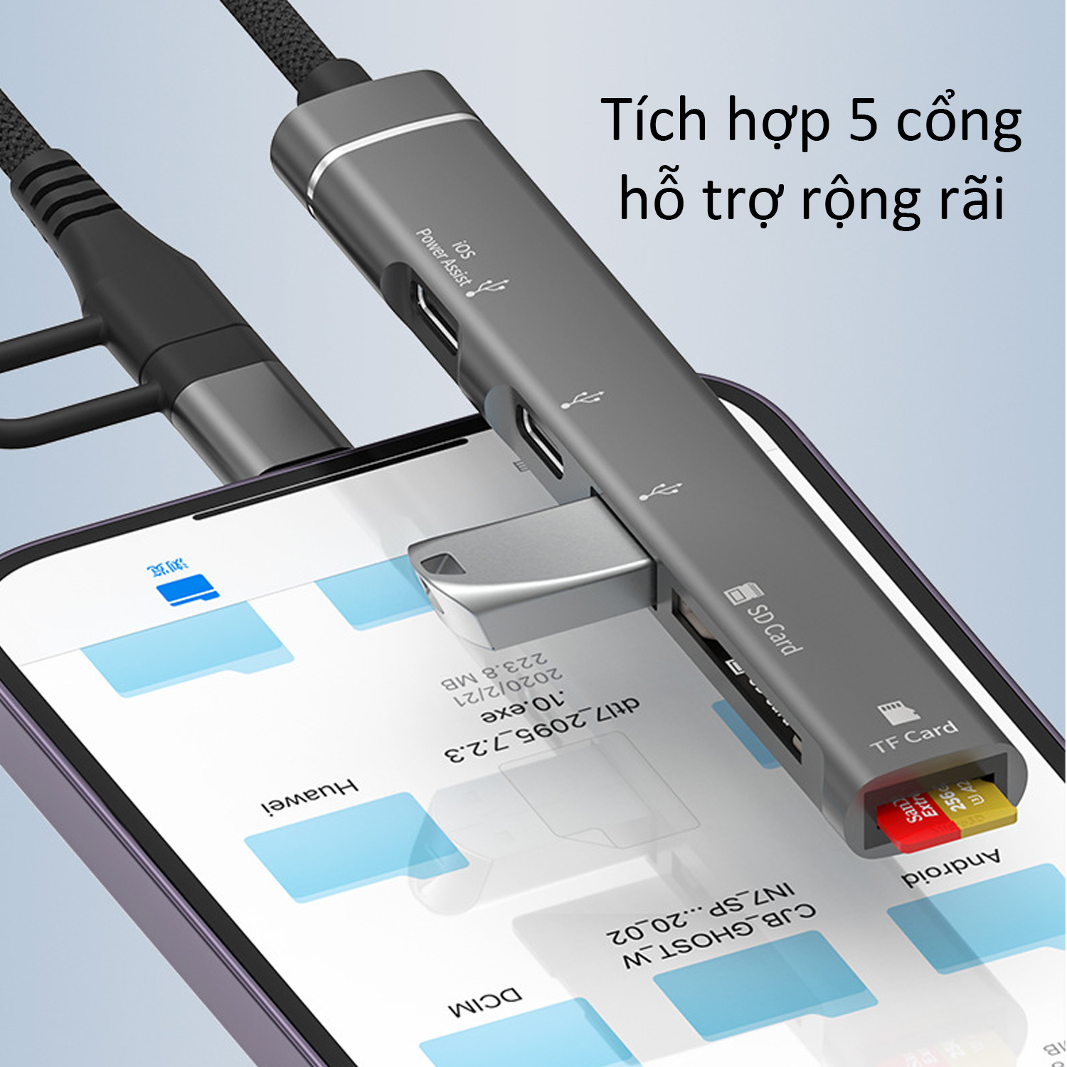 Hub lightning và Hub Type-C 5 in 1 phù hợp với tất cả các dòng laptop ...