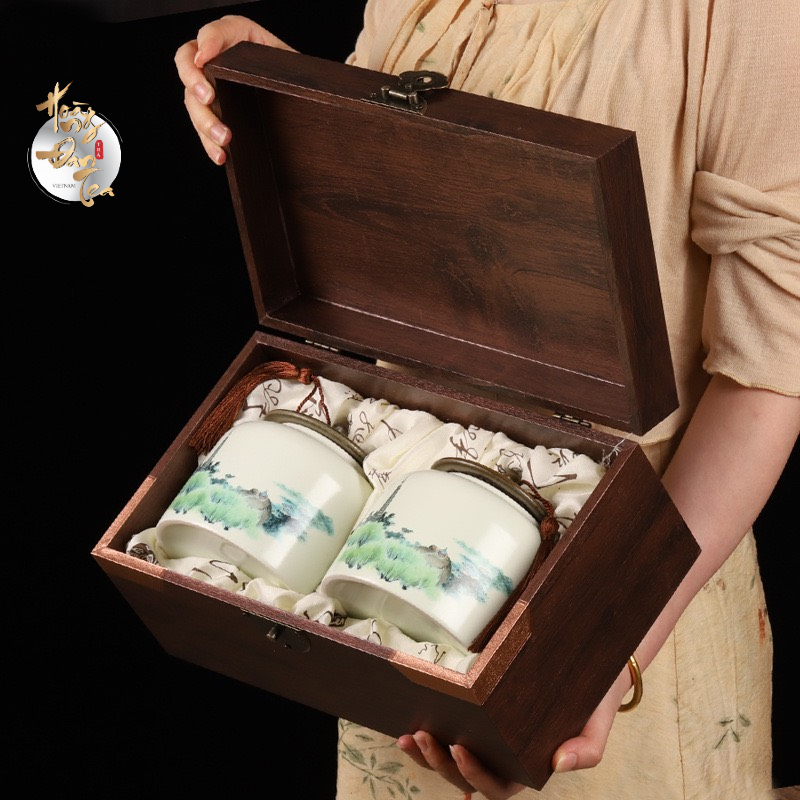 Bộ Quà Tặng 2 Hũ Trà Thượng Hạng [ HOÀNG ĐAN TEA ] Chè Ngon Pha Trà Đạo ...