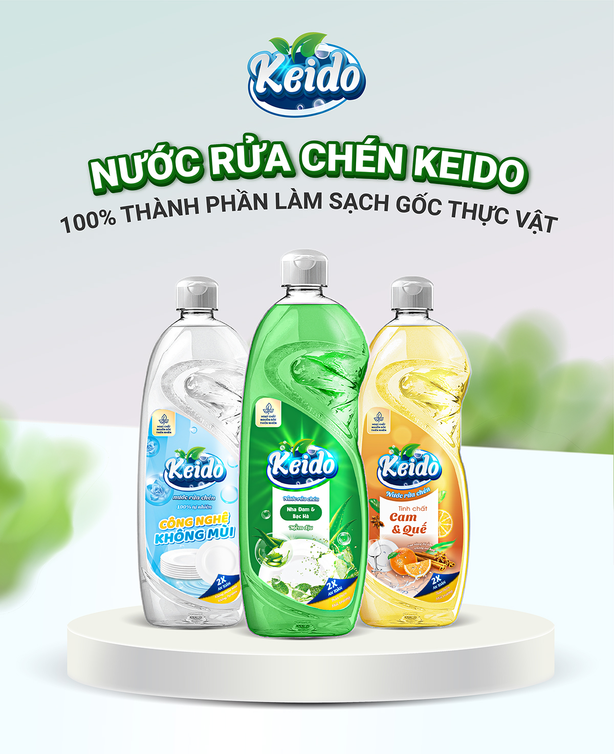 Combo 2 Nước Rửa Chén KEIDO Can 2L Chiết Xuất Thiên Nhiên (Chọn Mùi ...