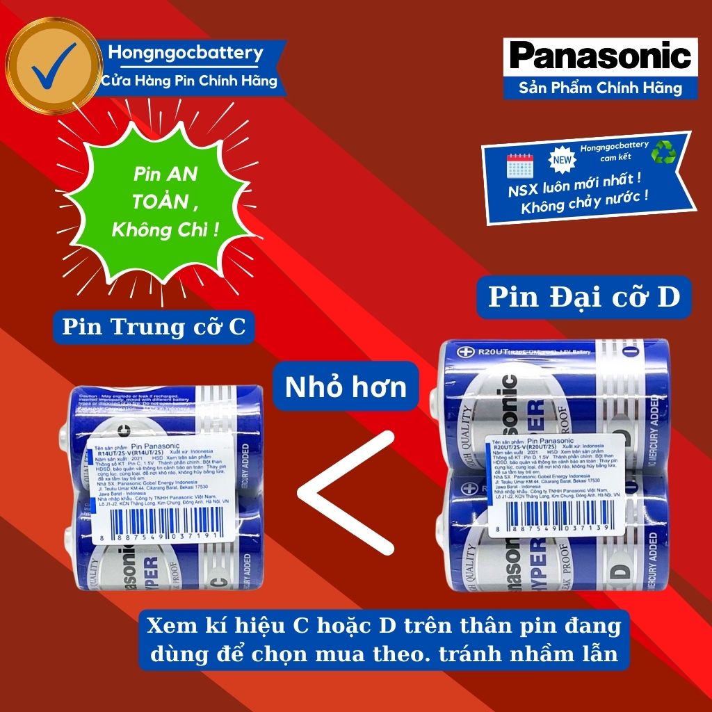 💥FREESHIP💥 Bộ 6 Viên Pin Trung ( Pin R14 , Pin C ) Panasonic - Hàng ...