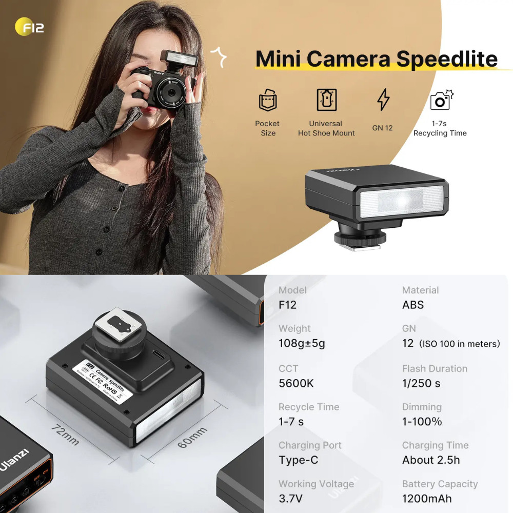 ULANZI F12 MINI FLASH (Black/White) - Đèn Flash Mini Dành Cho Máy Ảnh ...