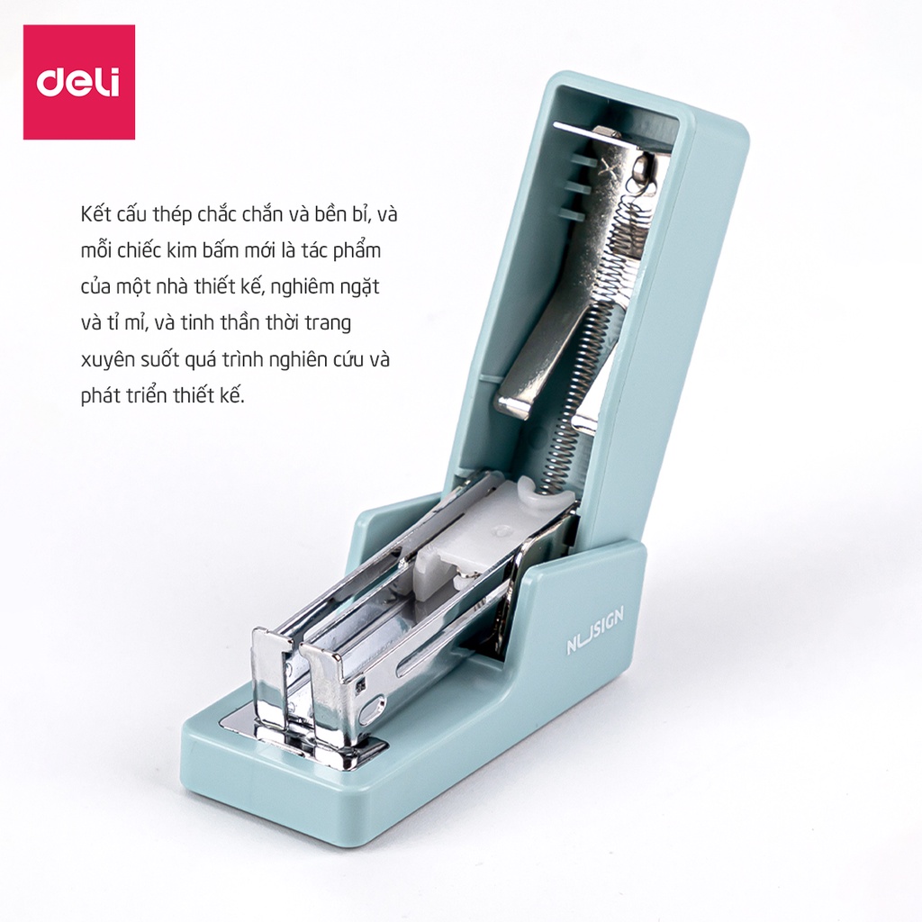 Dập ghim học sinh văn phòng mini Deli 12 trang tiện lợi, màu pastel ...