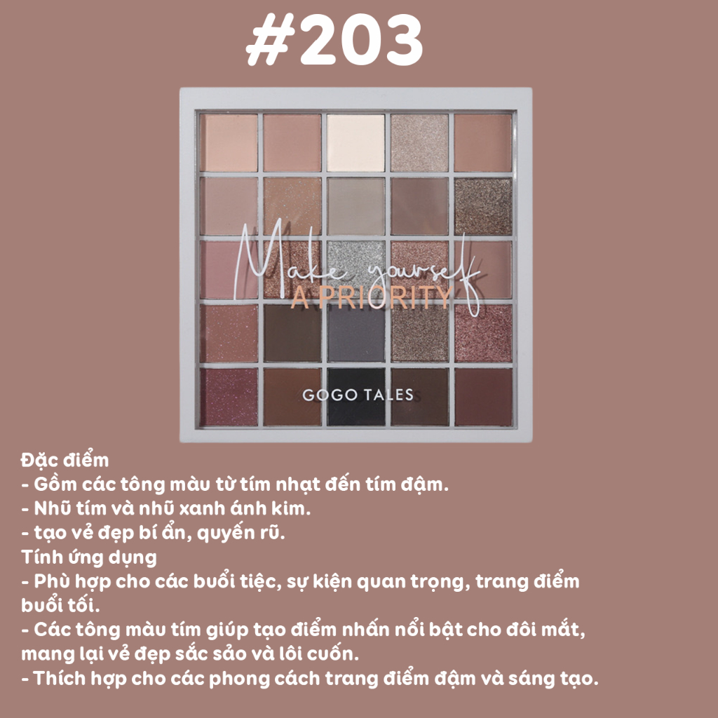 Bảng phấn mắt 25 ô màu GOGO TALES Crystal Color Charming Eyes tông cam ...